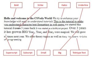 HTML Physical Tags for Text Formatting - CSVeda